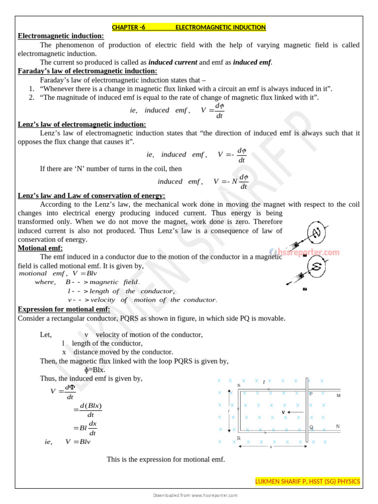 Electromagnetic Induction Concepts Explained | PDF | Electromagnetic Induction | Inductance