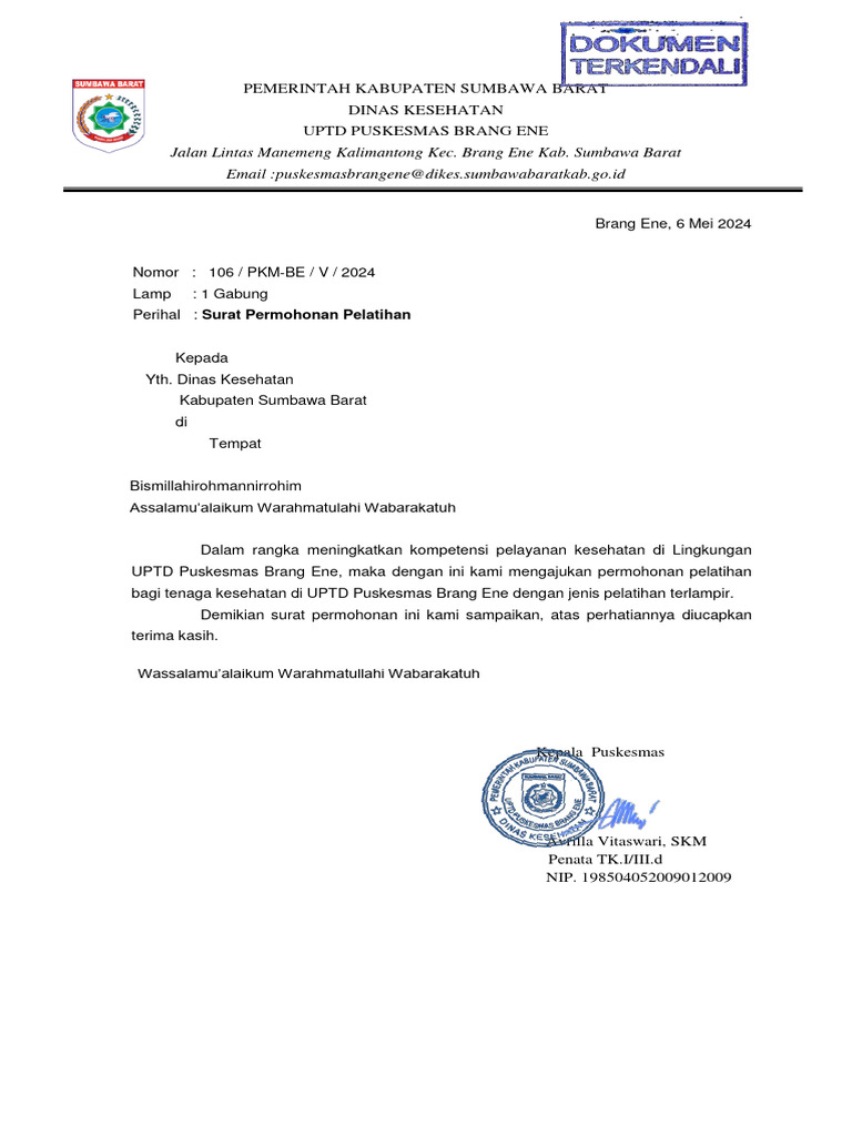 Surat Permohonan Pelatihan | PDF