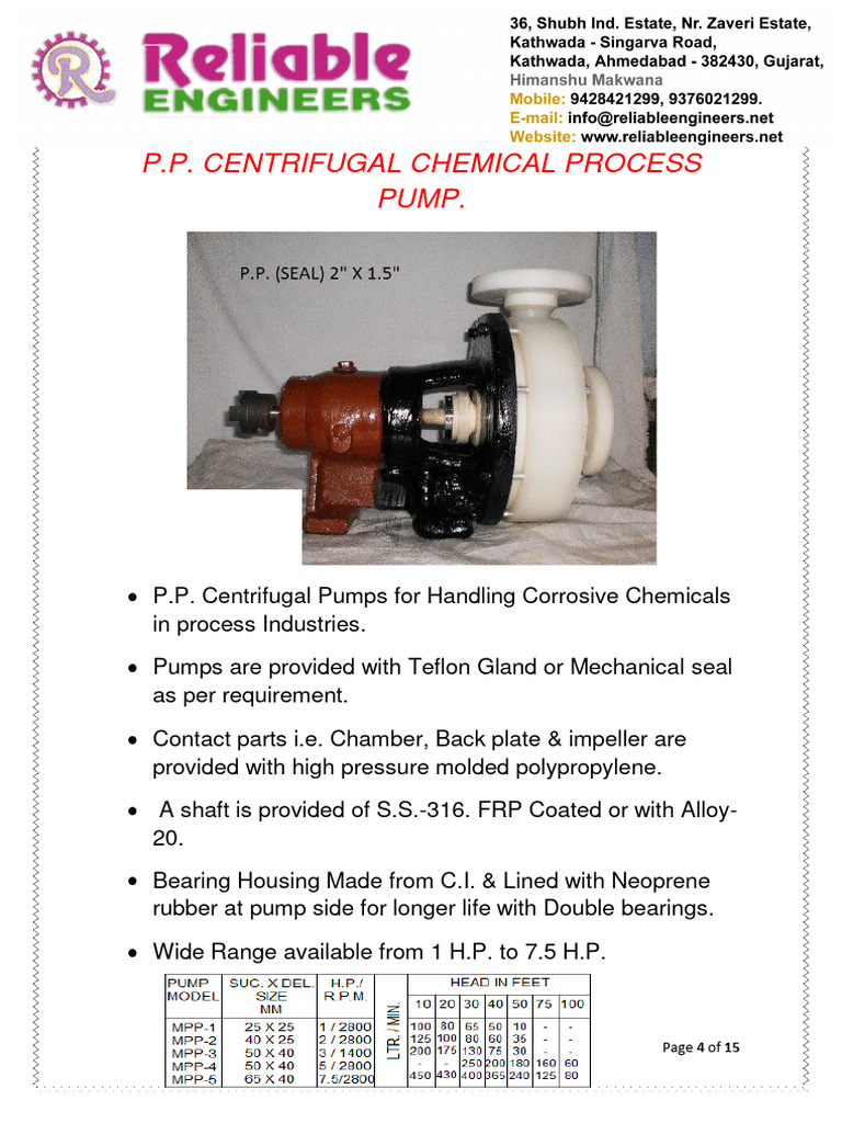 Vertical Polypropylene Sump Pumps | PDF | Pump | Materials