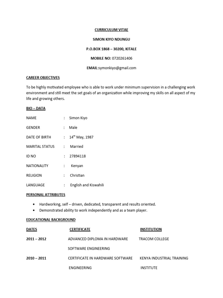 Final CV Simon Kiyo | PDF | Computing