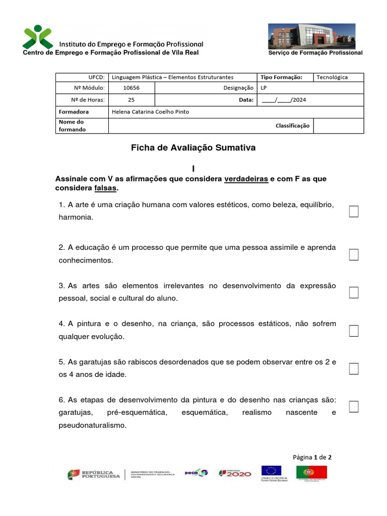 Avaliação sumativa UFCD 10656 | PDF | Desenho | Desenvolvimento ...