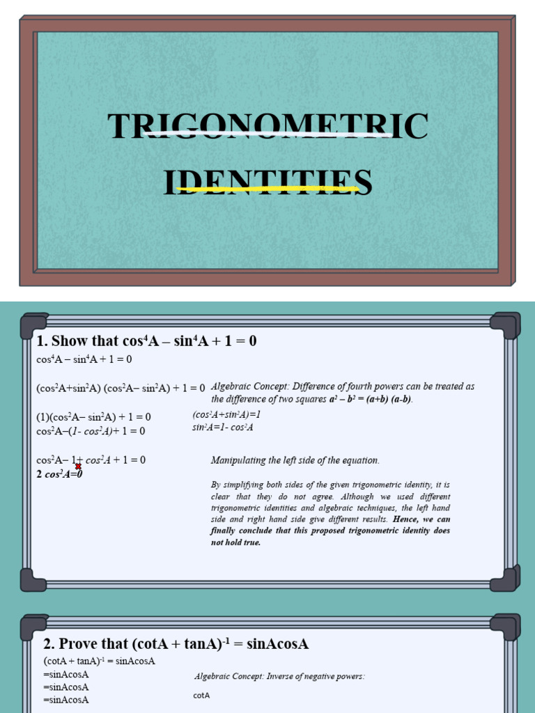 Trigonometric Identities | PDF | Trigonometric Functions | Equations