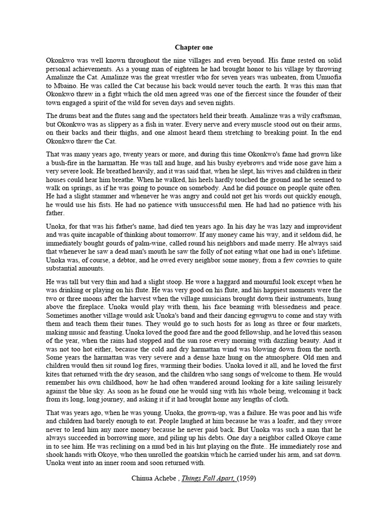 Things Fall Apart - Chap1 | PDF | Poetry