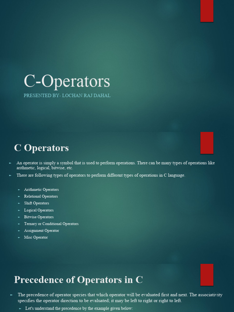 C Operator Pdf Computer Programming Software Engineering