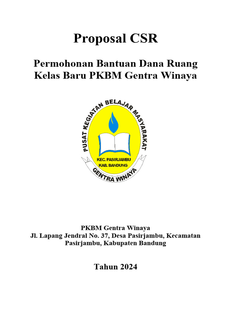 Proposal CSR BNI PKBM Gentra Winaya | PDF