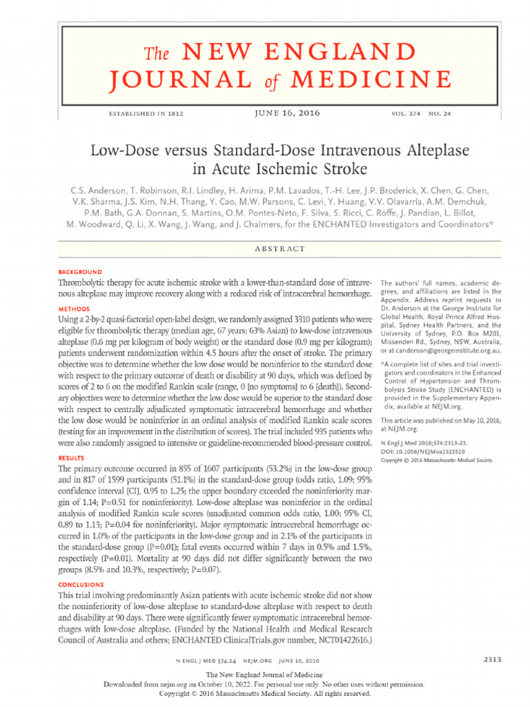 Low-Dose Versus Standard-Dose Intravenous Alteplase in Acute Ischemic ...