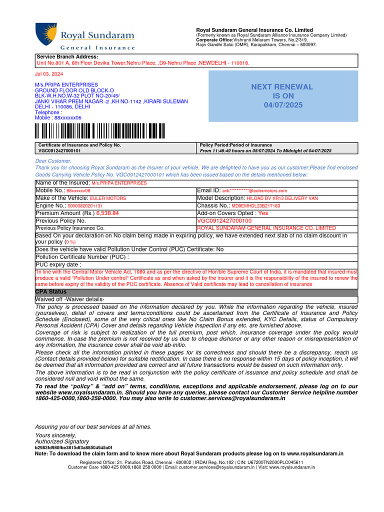 policy copy | Download Free PDF | Insurance | Vehicles