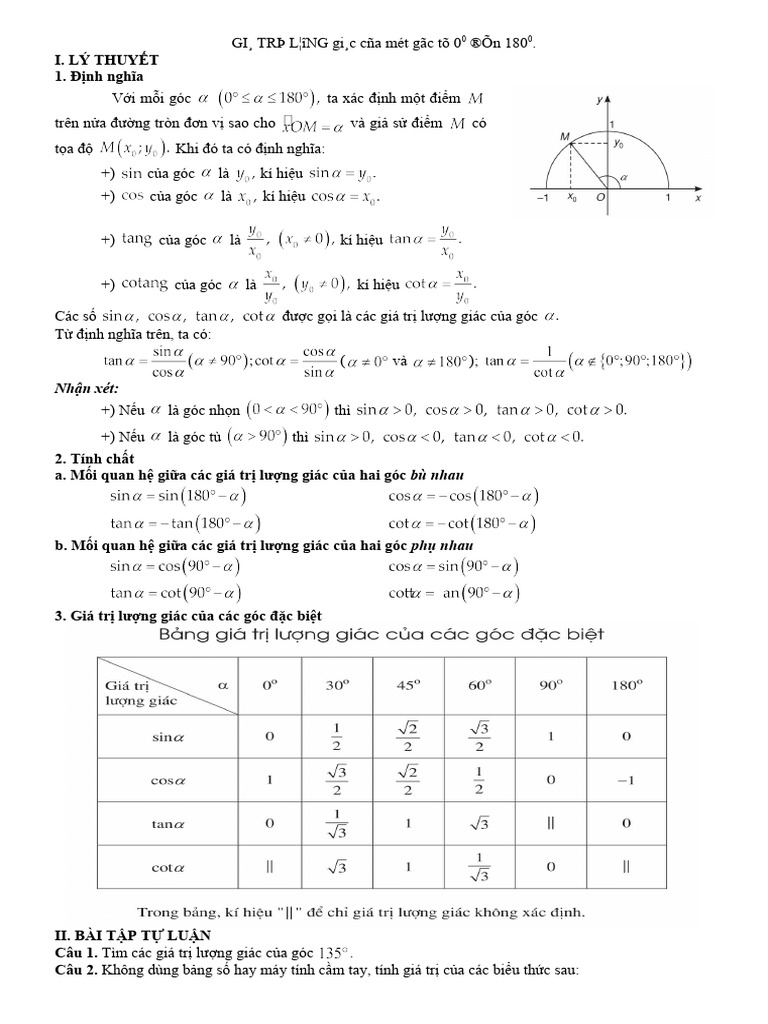 Chuong 3 Gia Tri Luong Giac Tu 0 Den 180 | PDF