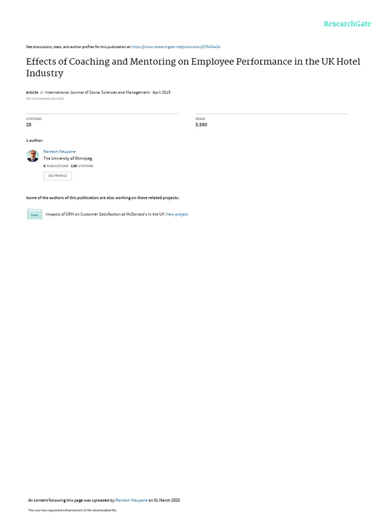 Effects of Coaching and Mentoring On Employee Perf | PDF | Mentorship ...