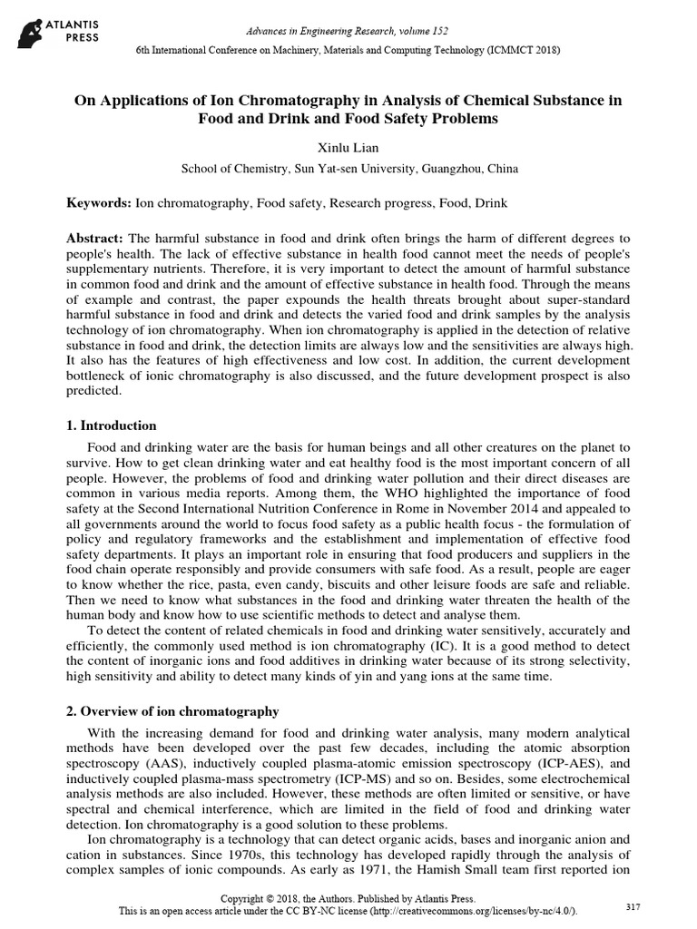 On Applications of Ion Chromatography in Analysis | PDF | Chromatography | Mass Spectrometry
