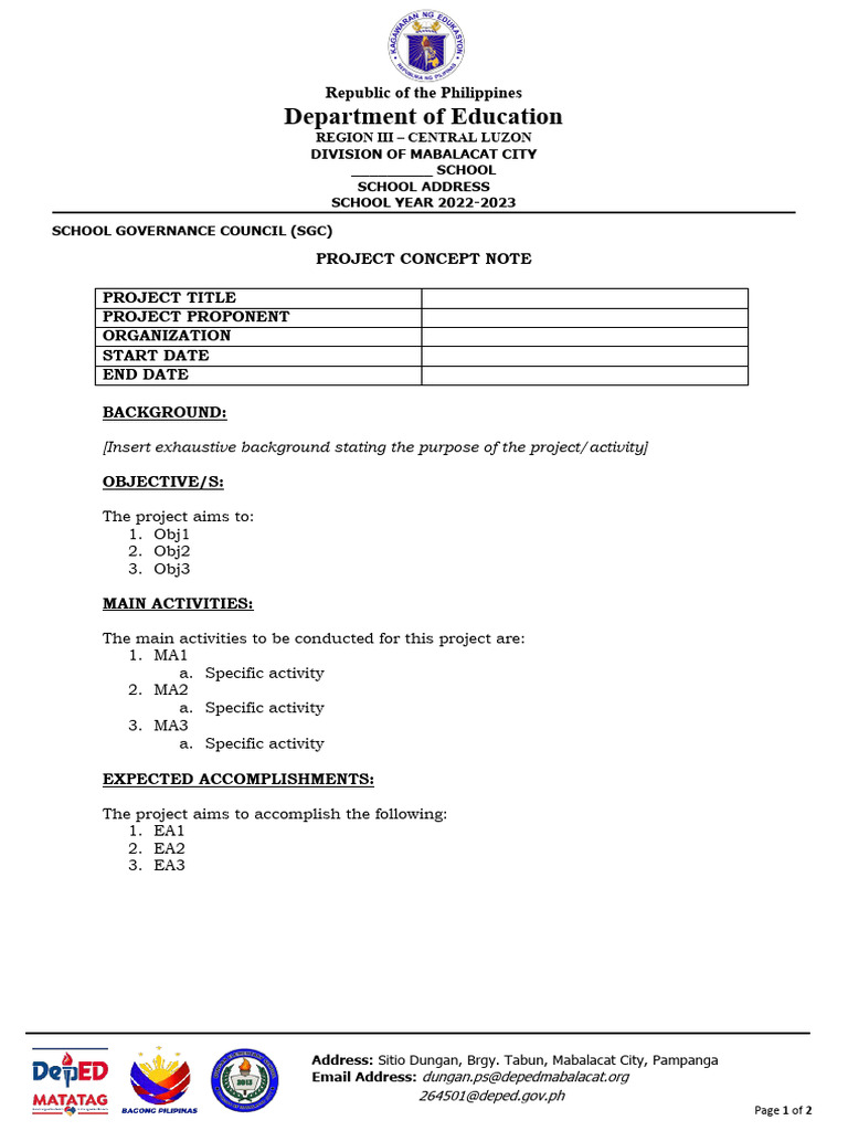 Mabalacat City SGC Project Concept Note | PDF