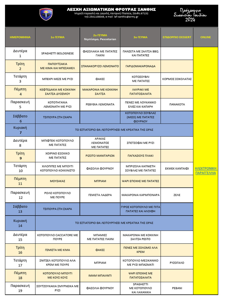 ΠΡΟΓΡΑΜΜΑ ΣΥΣΣΙΤΙΟΥ ΙΟΥΛΙΟΥ | PDF