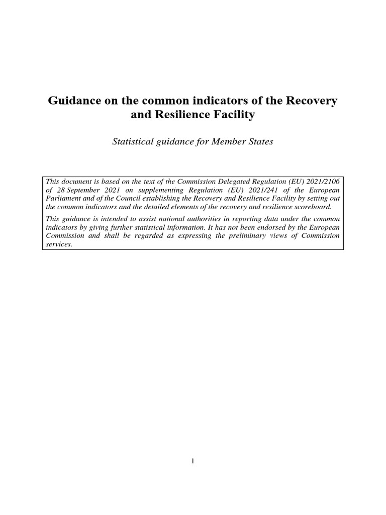 RRF - Common - Indicators - Guidance | PDF | Renewable Energy ...