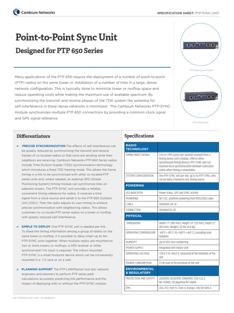 PTP 650 Sync Unit | PDF | Radio | Duplex (Telecommunications)