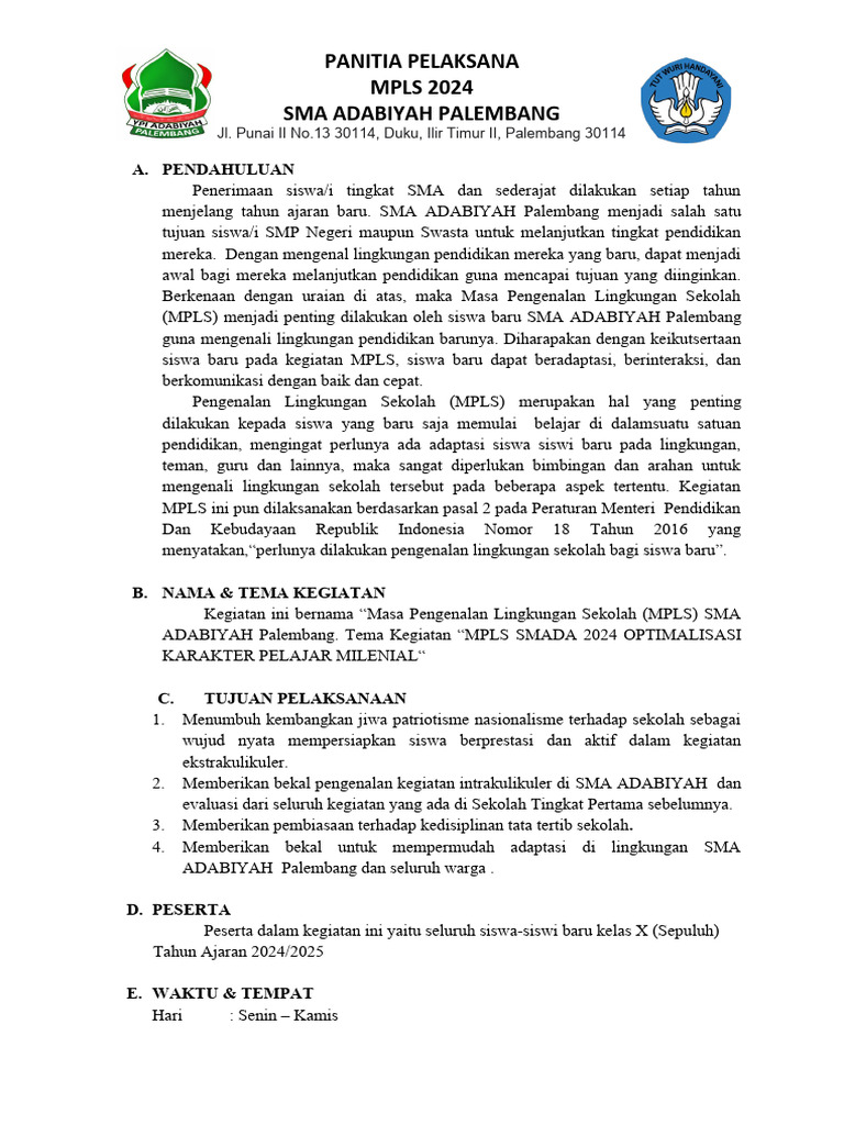 Mpls Sma Adabiyah | PDF
