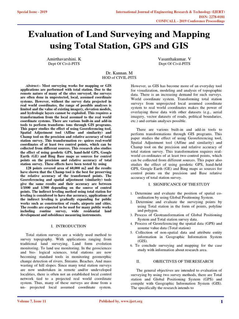 Evaluation of Land Surveying and Mapping Using Total Station Gps and Gis IJERTCONV7IS11026 | PDF ...