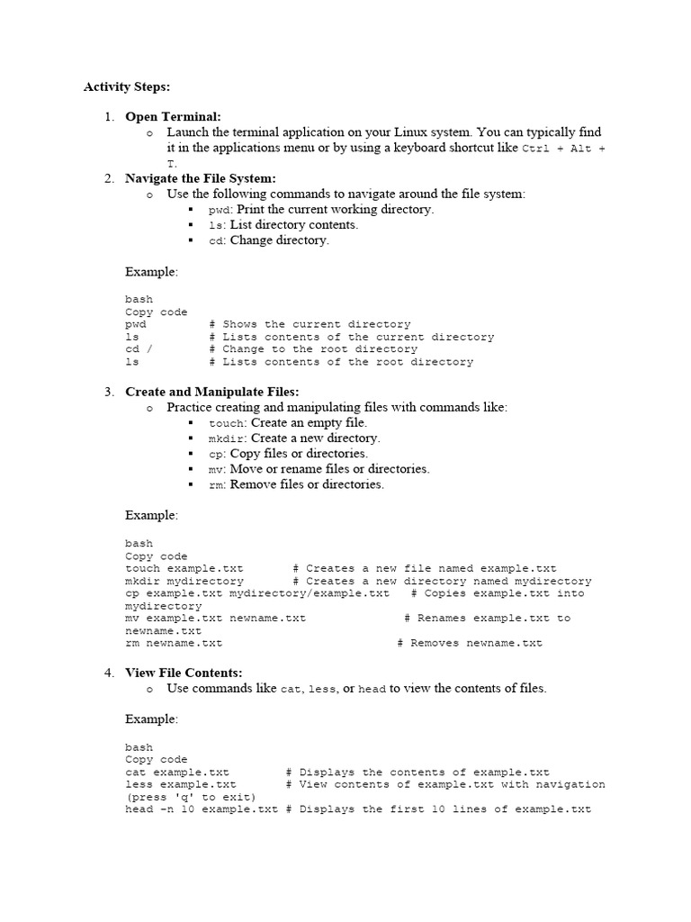 Activity Steps | PDF | Computer File | Text File