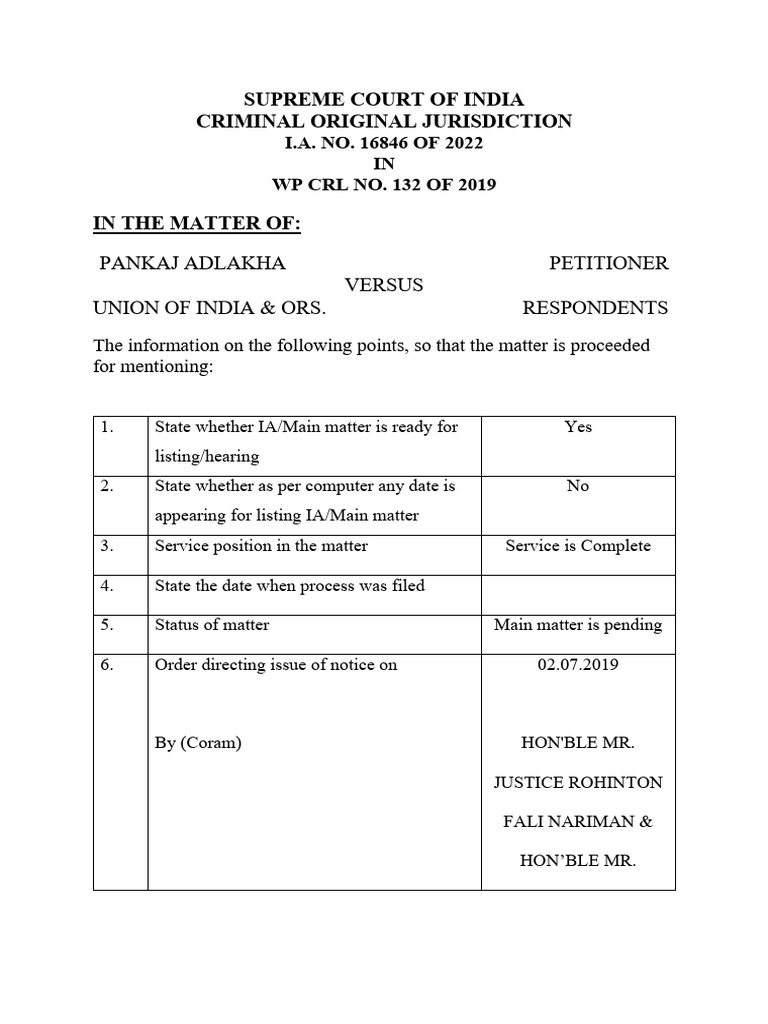 Urgent Listing Format SUPREME COURT | PDF