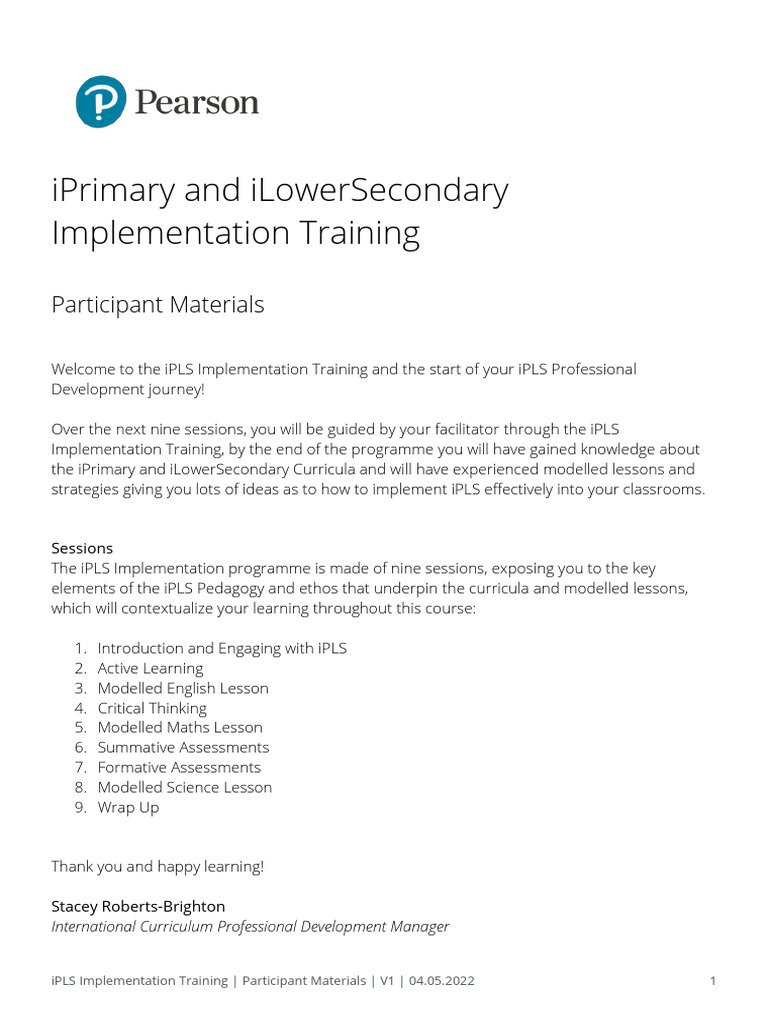 iPLS Implementation Training Guide | PDF | Learning | Lesson Plan