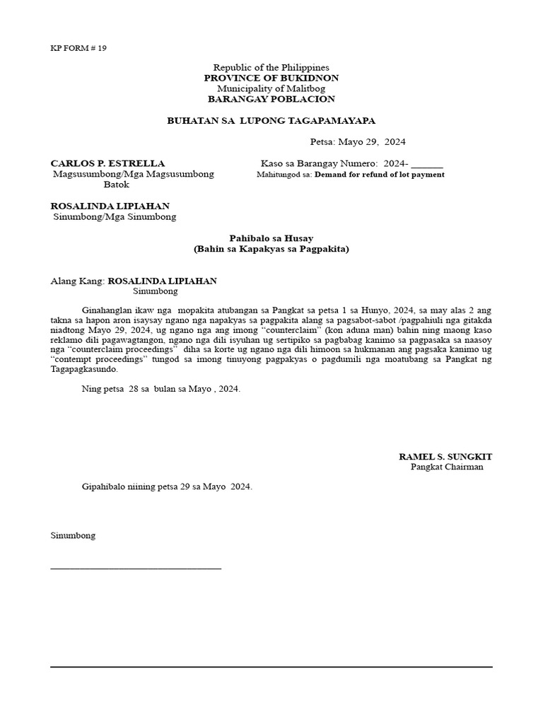 KP Form No. 19 | PDF