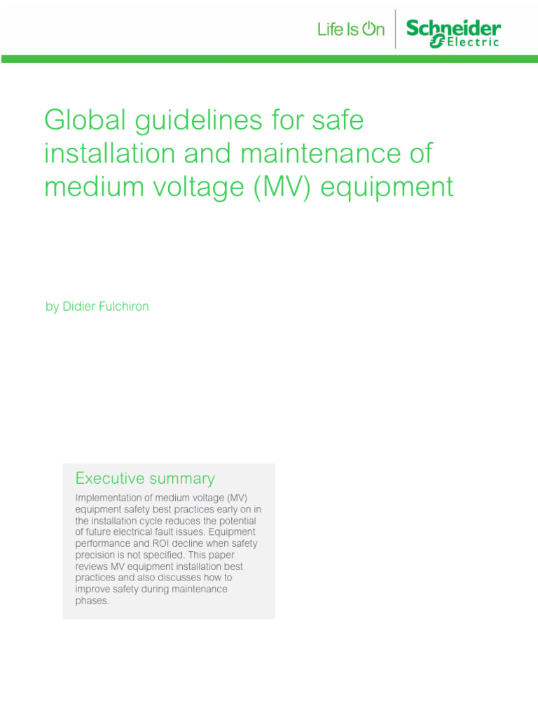 Global Guidelines For Safe Installation and Maintenance of MV Equipment ...