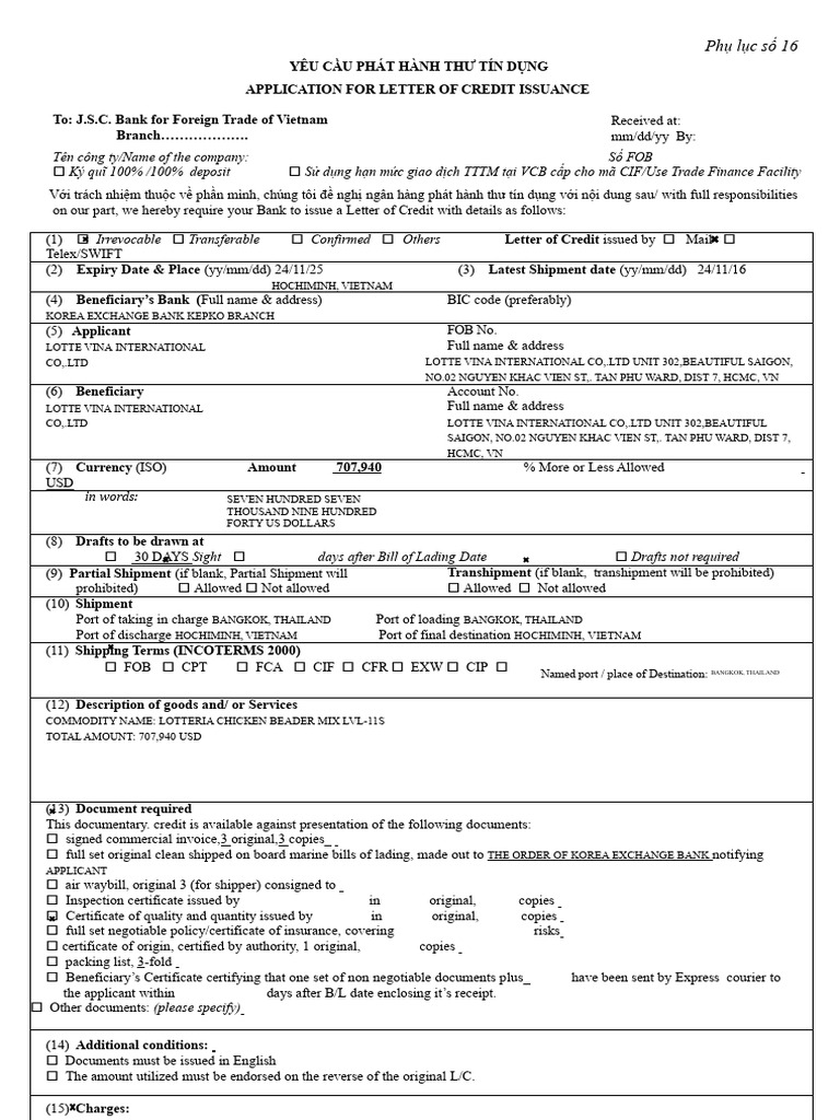 Application For LC Issuance | PDF