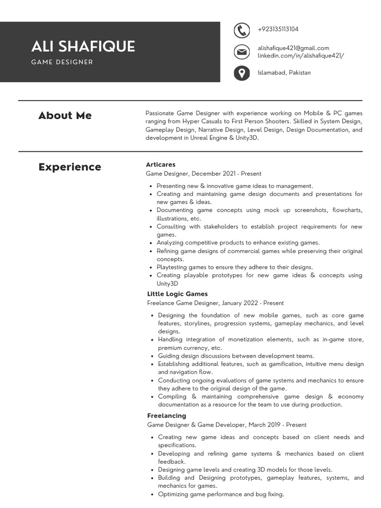 Ali Shafique - Game Designer | PDF | Game Design | Educational Technology