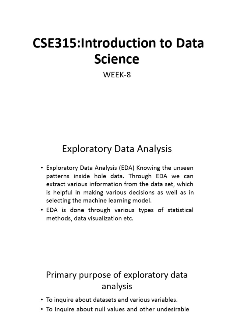 CSE315:Introduction To Data Science: WEEK-8 | PDF | Statistical ...