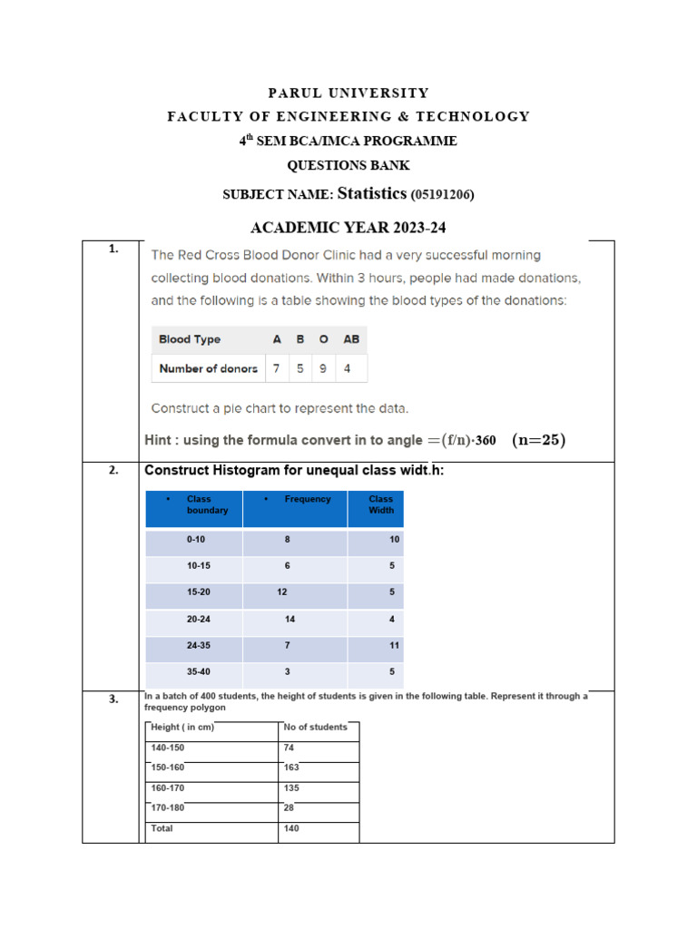 Question Bank Sem4 2023-24 | PDF | Probability | Statistical Theory