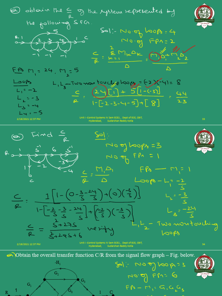 SFG Problems and BD Reduction Rules Unit 1 E1 | PDF