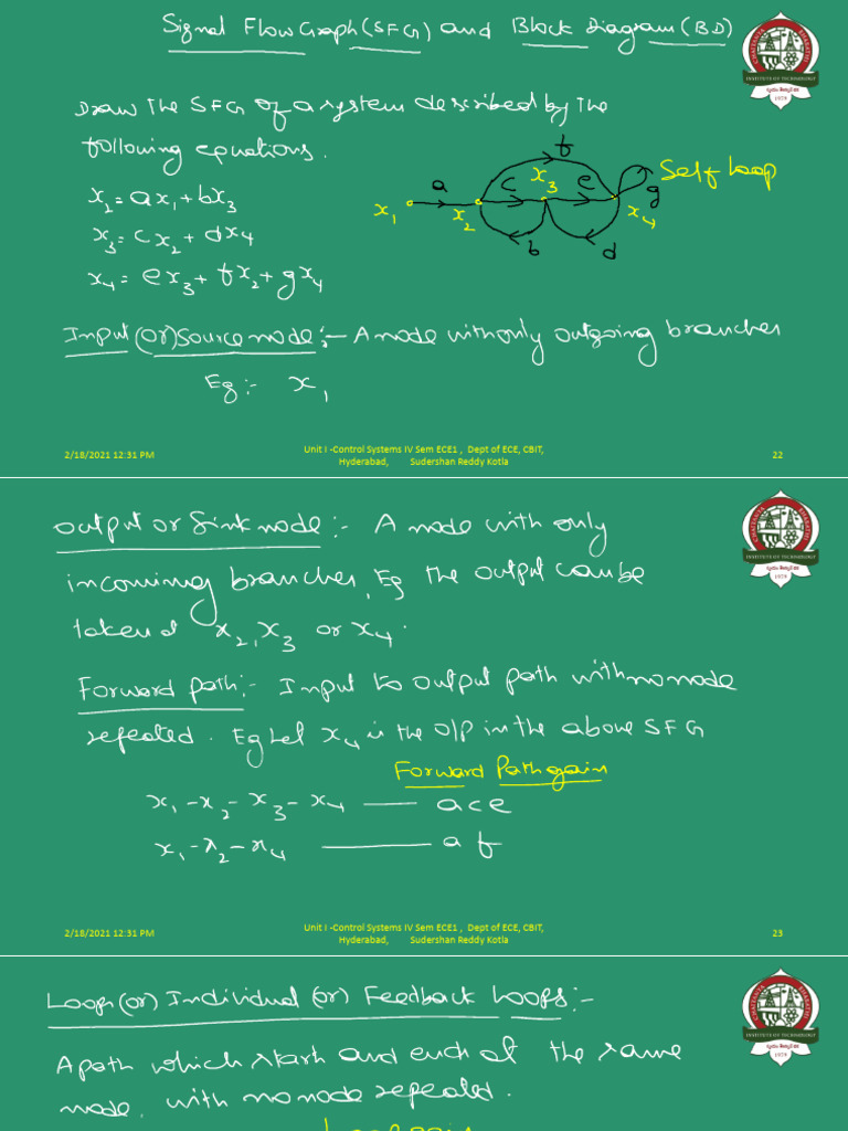 SFG Masons Gain Formula Unit 1 E1 | PDF