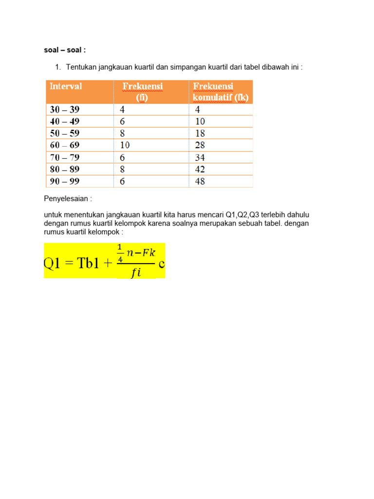 Soal Jangkauan dan Simpangan Kuartil | PDF | Metode & Bahan Ajar