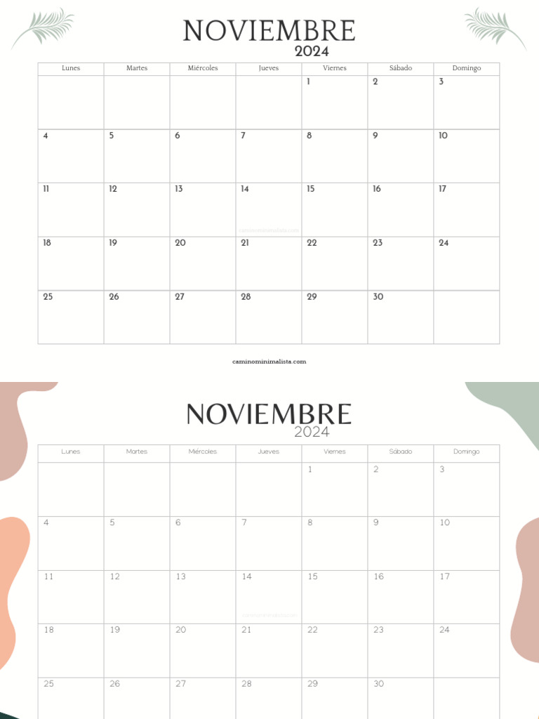 Calendario de noviembre 2024 | PDF | Calendario