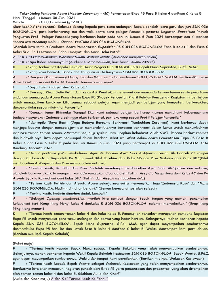 Teks MC - Expo P5 Gaya Besti | PDF