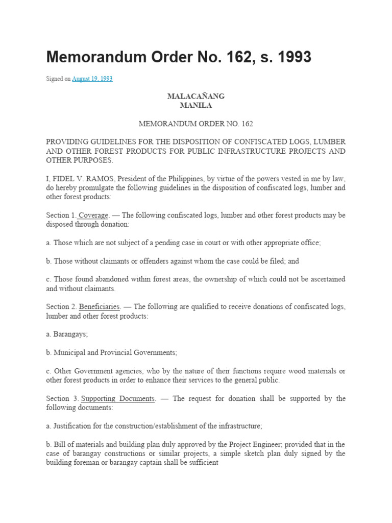 Guidelines for Disposing Confiscated Logs | PDF | Justice | Crime ...