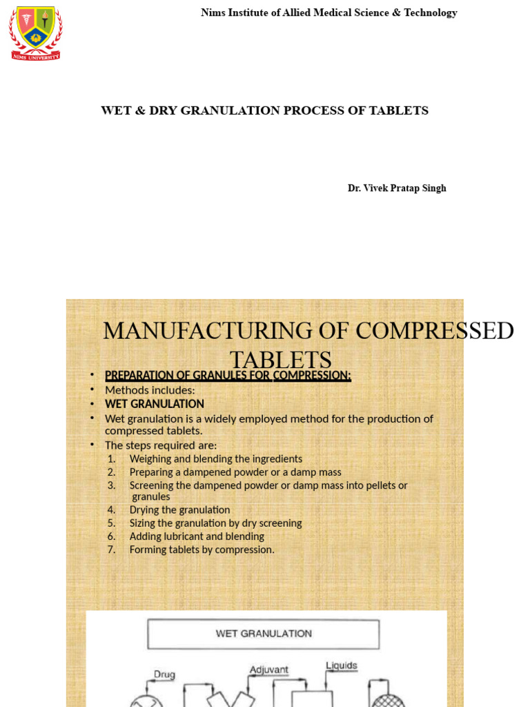 Wet & Dry Granulation | PDF | Tablet (Pharmacy) | Industrial Processes