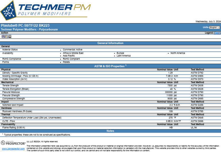 Techmer Polymer Modifiers Plaslube® PC-50 - TF - 22 BK223 Polycarbonate ...