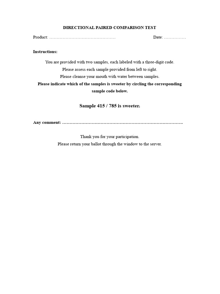 Directional Paired Comparison Test | PDF | Technology & Engineering