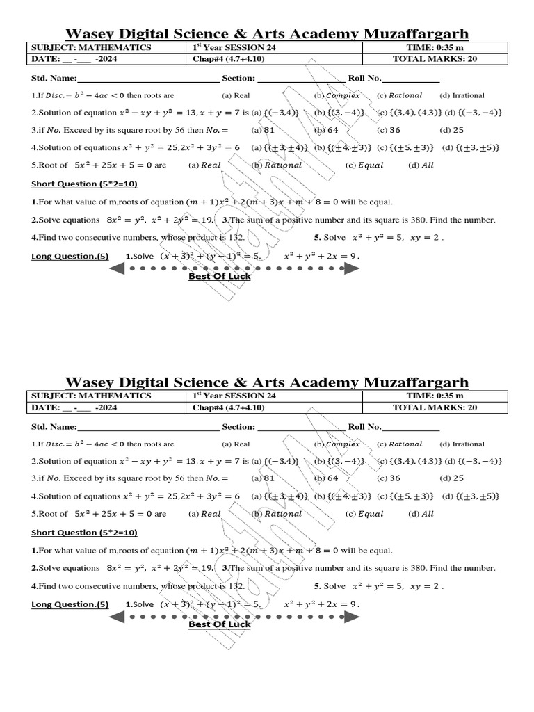 Chap#4 7-4 10 | PDF | Equations | Numbers