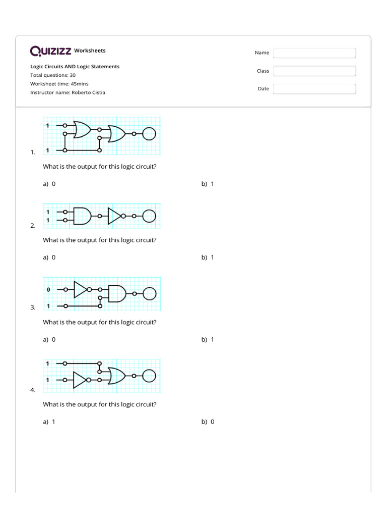 Logic Circuits and Logic Statements - Quizizz | PDF | Electrical ...
