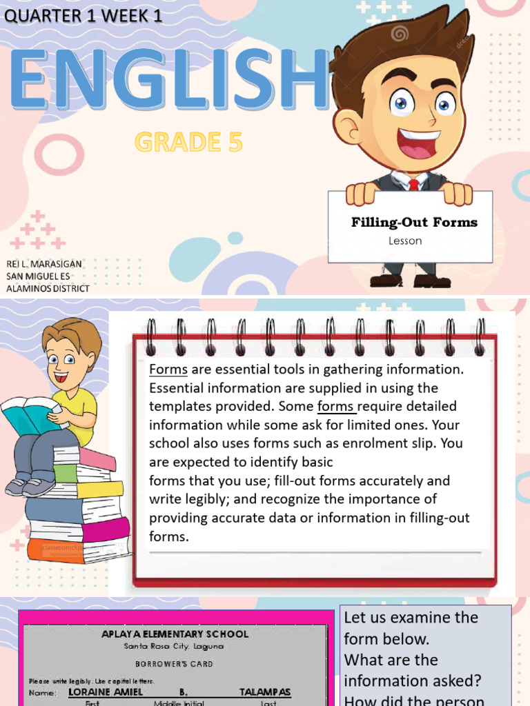 English 5 q1 Week Filling Out Forms 221022110057 4cb5da1d | PDF | Learning | Information