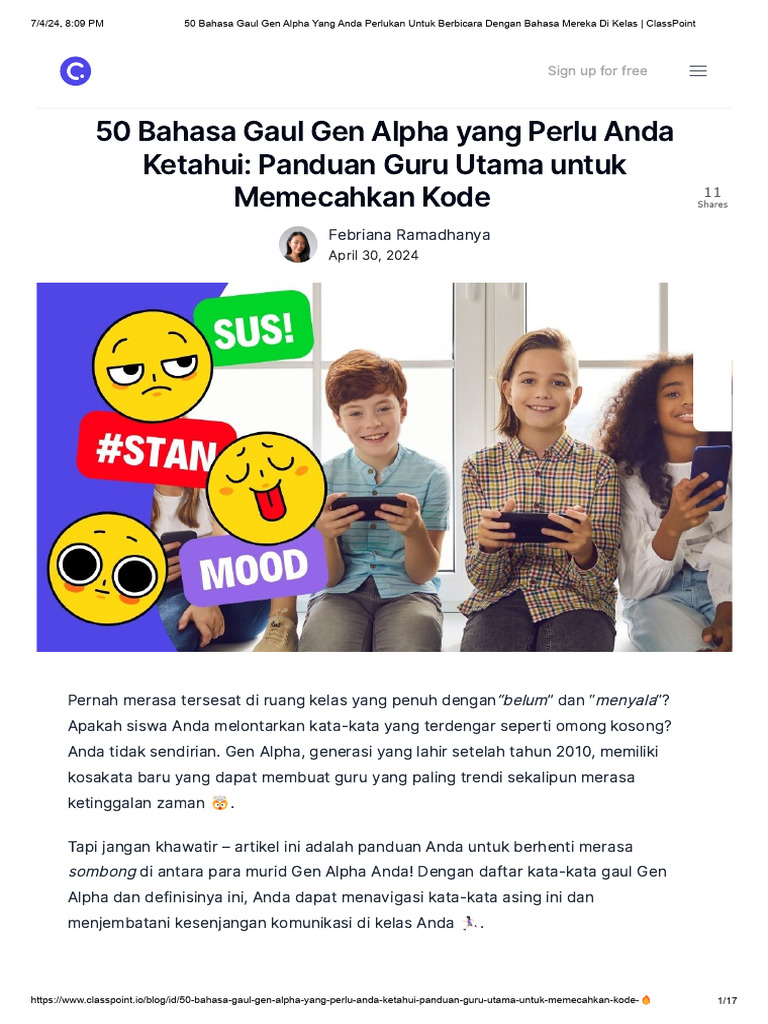 50 Bahasa Gaul Gen Alpha Yang Anda Perlukan Untuk Berbicara Dengan Bahasa Mereka Di Kelas ...
