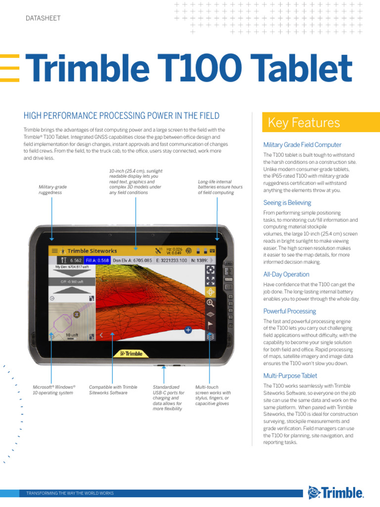 trimble-t100-tablet-datasheet-english | Download Free PDF | Tablet ...