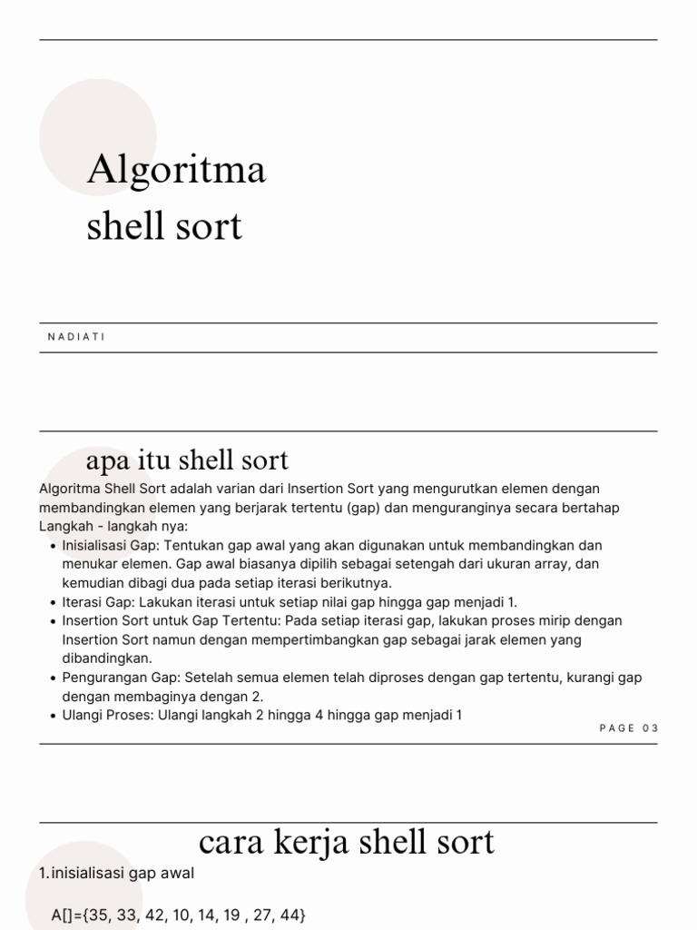 Cara Kerja Algoritma Shell Sort | PDF