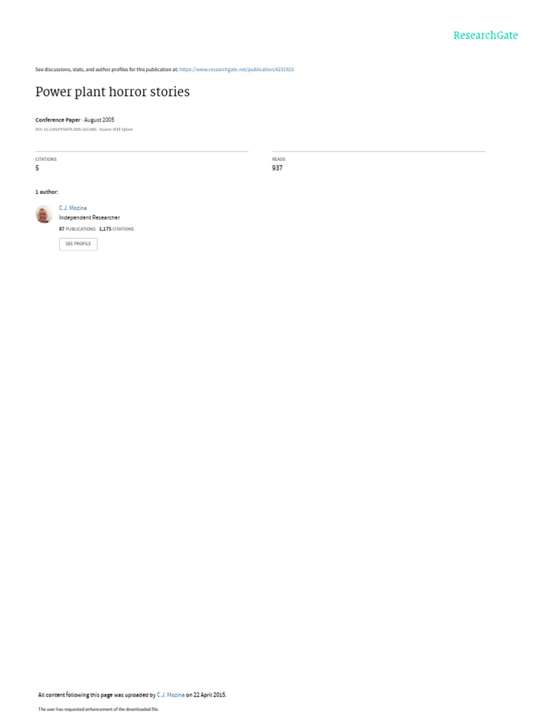 (Charles J. Mozina - Beckwith Electric Co., Inc.) - Power Plant Horror ...