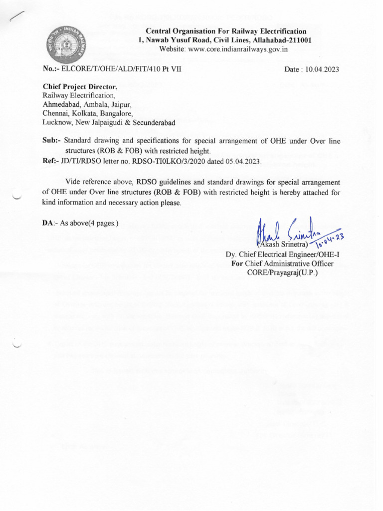 Guidelines For OHE Arrangement Under ROB FOB | PDF | Electric Power ...