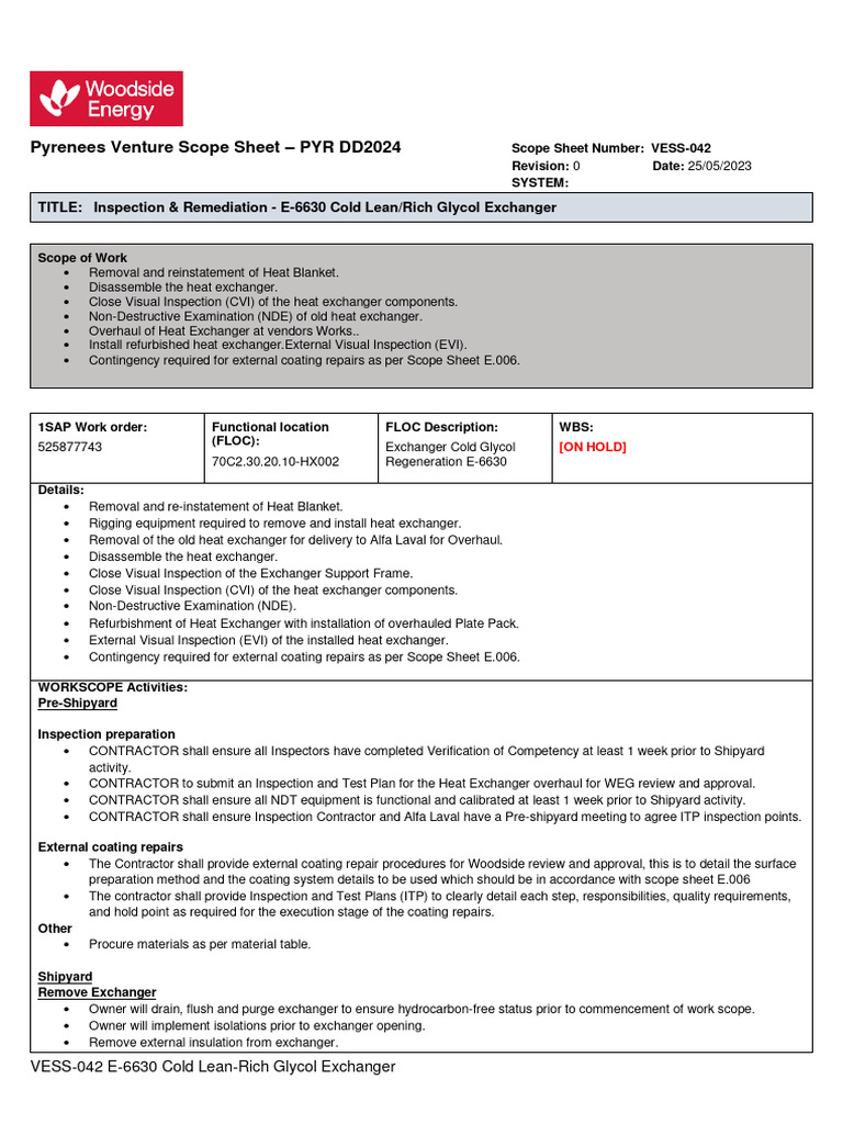 Pyrenees Venture Scope Sheet - PYR DD2024: TITLE: Inspection ...