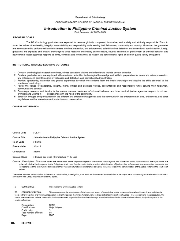 Intro to Philippine Criminal Justice System | PDF | Crimes | Crime ...