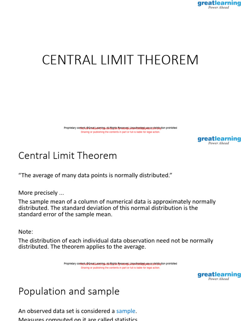 Central Limit Theorem | PDF | Standard Error | Normal Distribution
