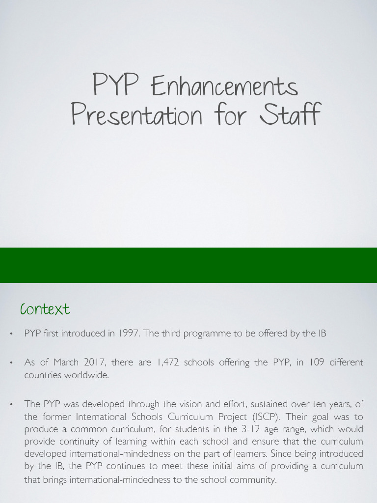 PYP Enhancements | PDF | Learning | Educational Assessment
